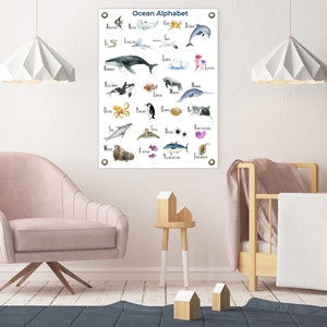 Canvas Ocean Alphabet Poster With Brass Grommets for Playroom - Etsy