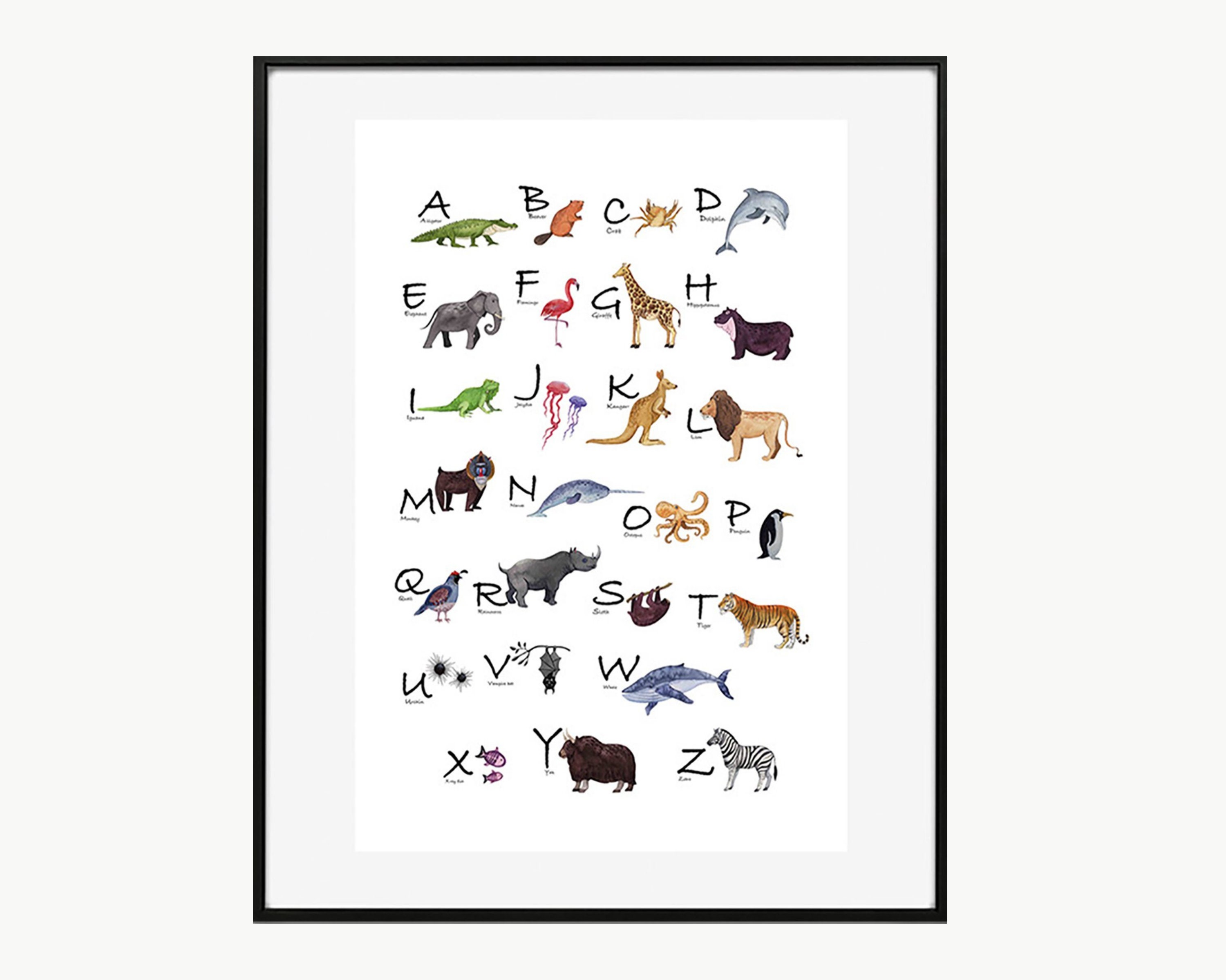 Animal Alphabet Giclée Poster on Fine Art Paper for Child's Room ...