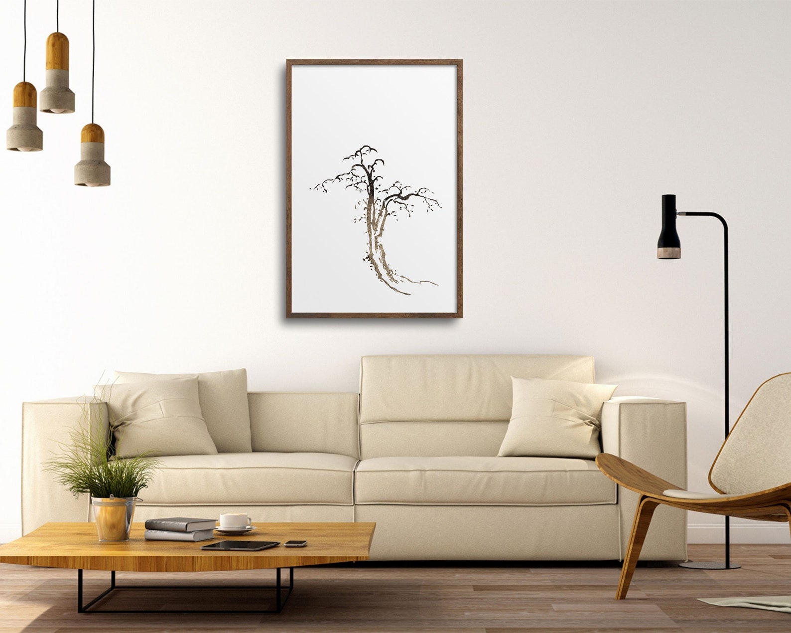 Japandi Style Japanese Tree Print for Minimalist Living Room, Bedroom ...