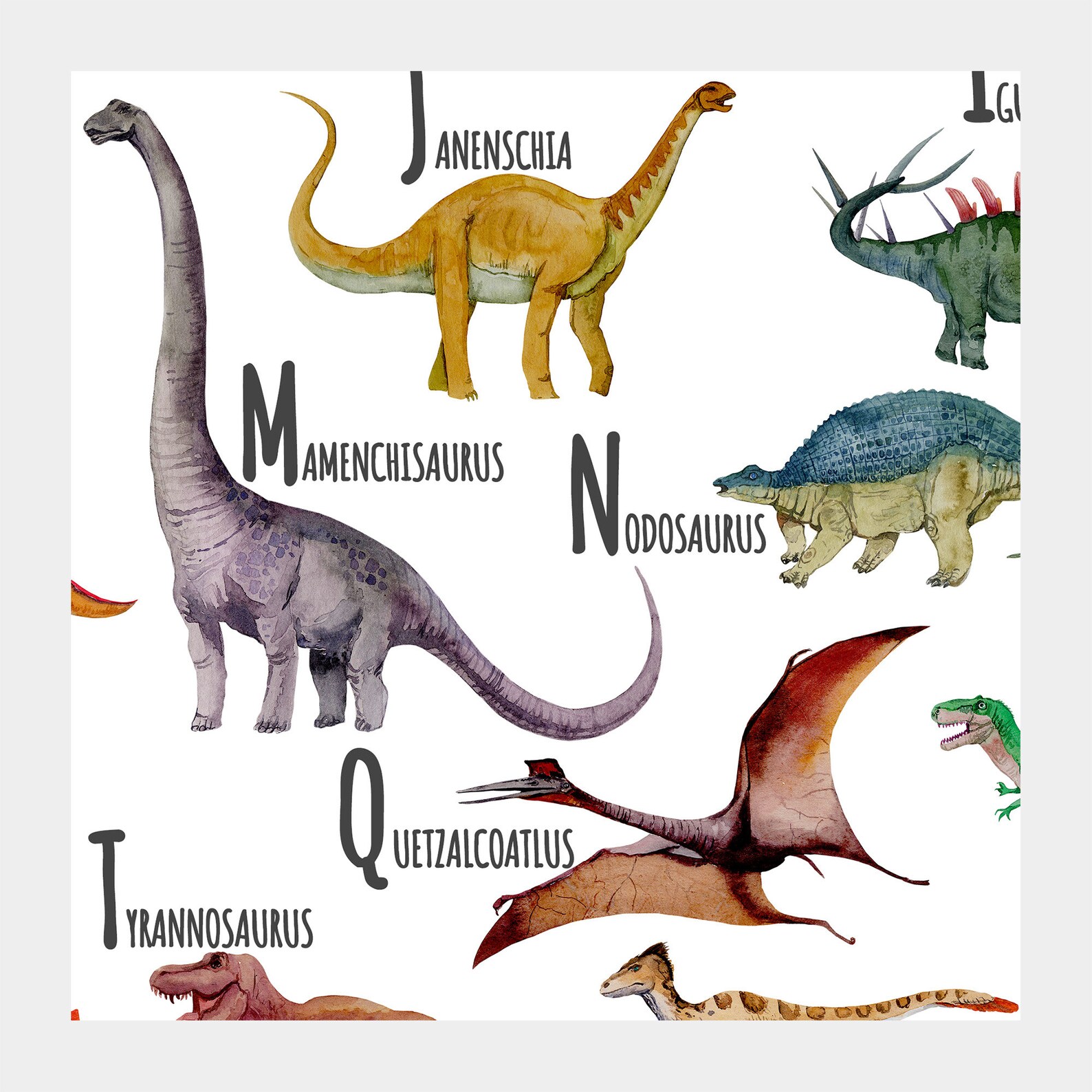 Dinosaur Alphabet Canvas Poster in English or French With - Etsy