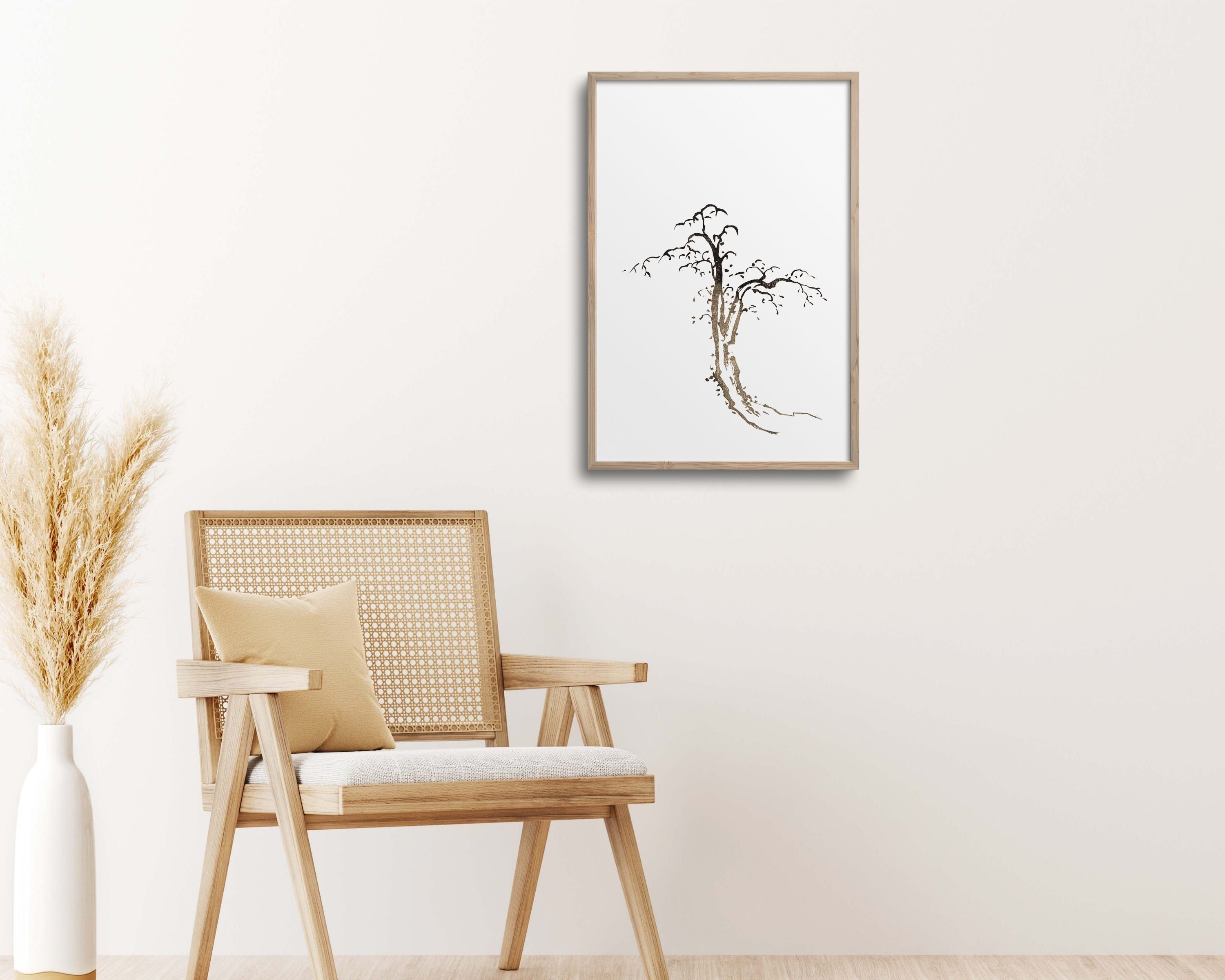 Japandi Style Japanese Tree Print for Minimalist Living Room, Bedroom ...