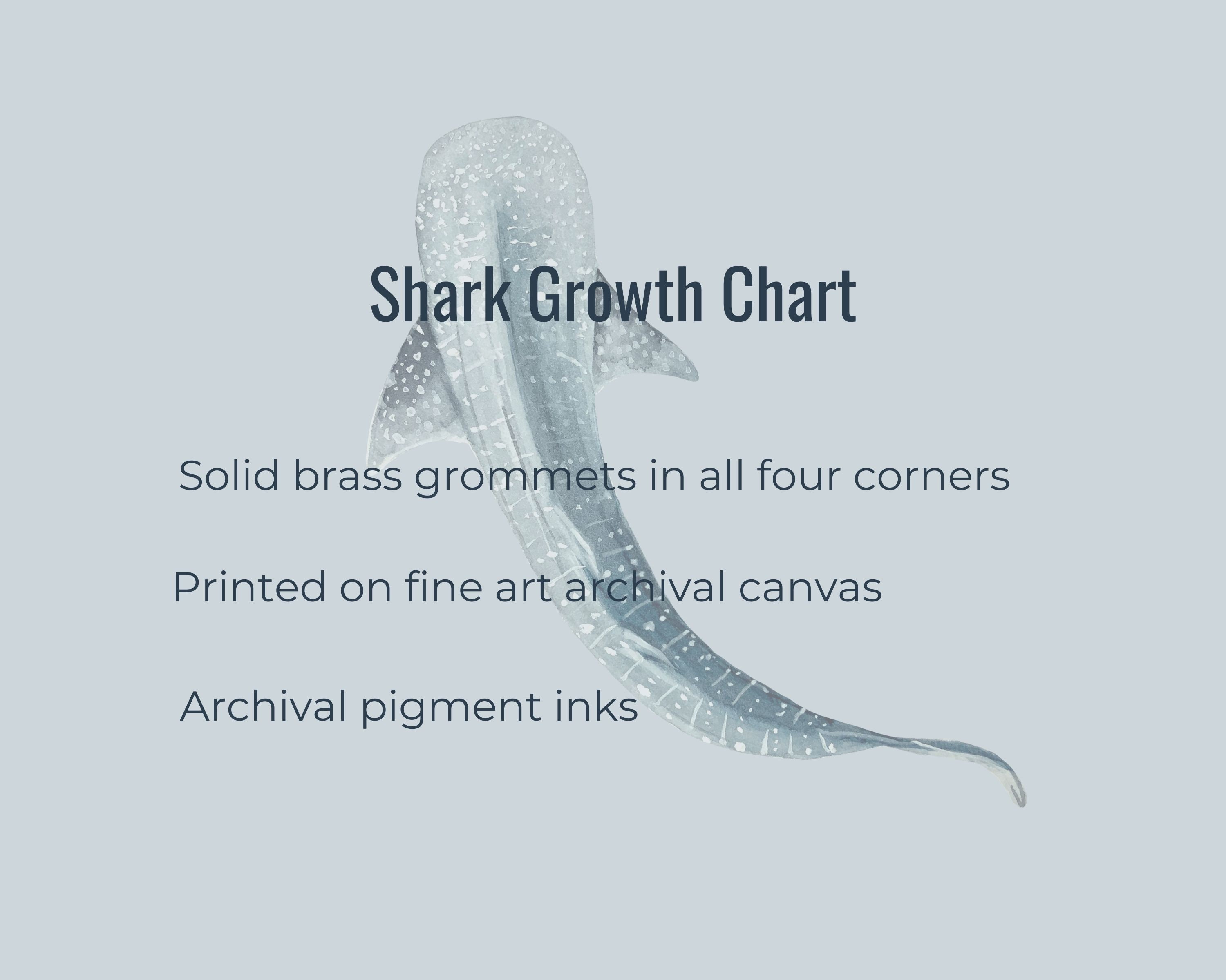 Shark Growth Chart in Canvas for Playroom Bedroom or - Etsy