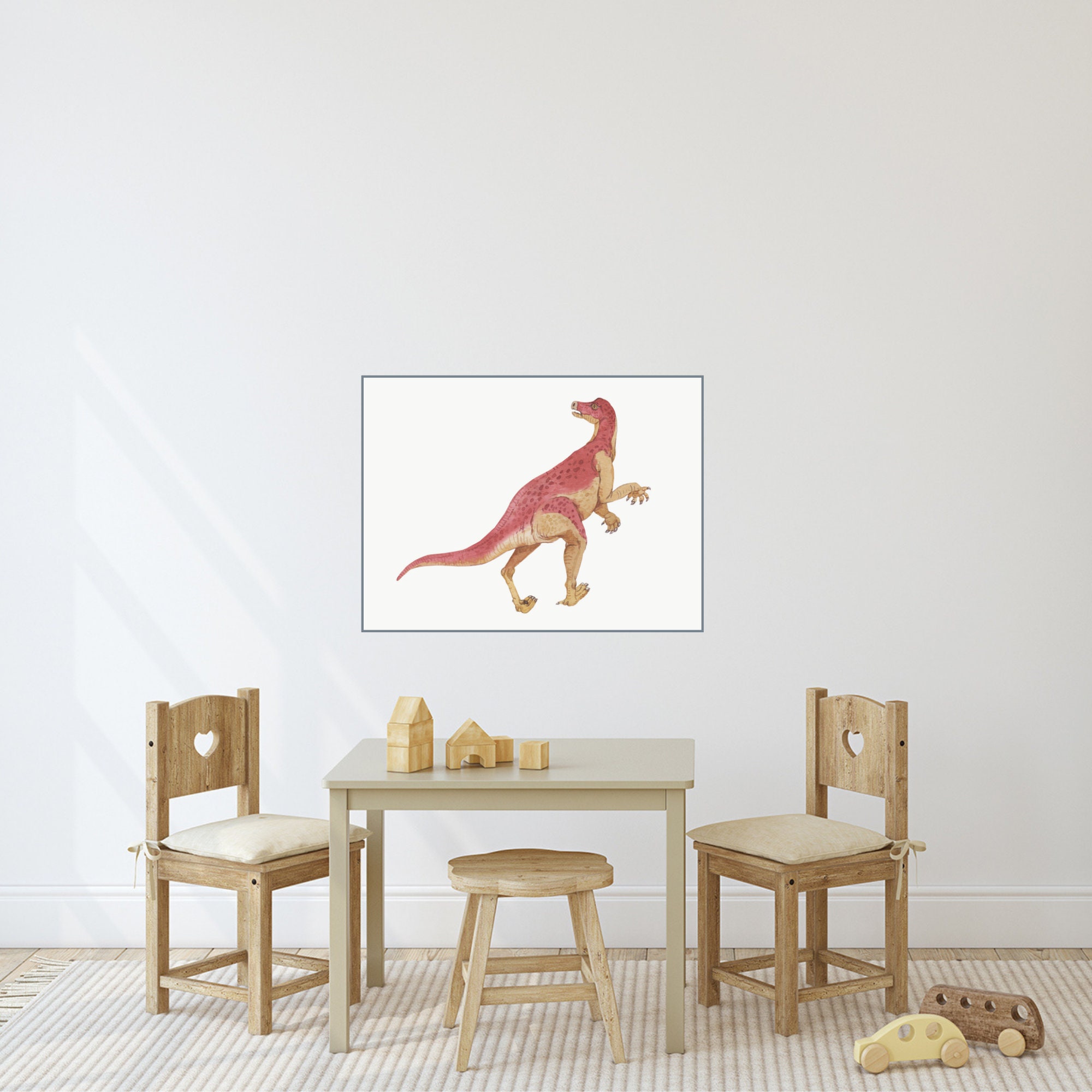 Matted Dinosaur Watercolor Art Print xiaosaurus for | Etsy