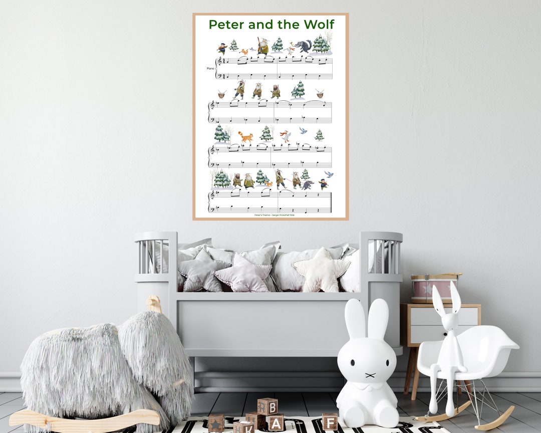 Musical Peter & the Wolf Poster on Fine Art Paper for Playroom ...
