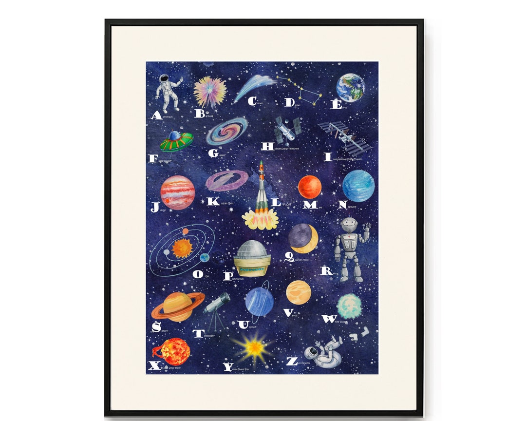 Space Alphabet Poster on Heavy Fine Art Paper, for Nurseries ...