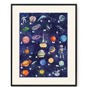 Space Alphabet Poster on Heavy Fine Art Paper, for Nurseries ...