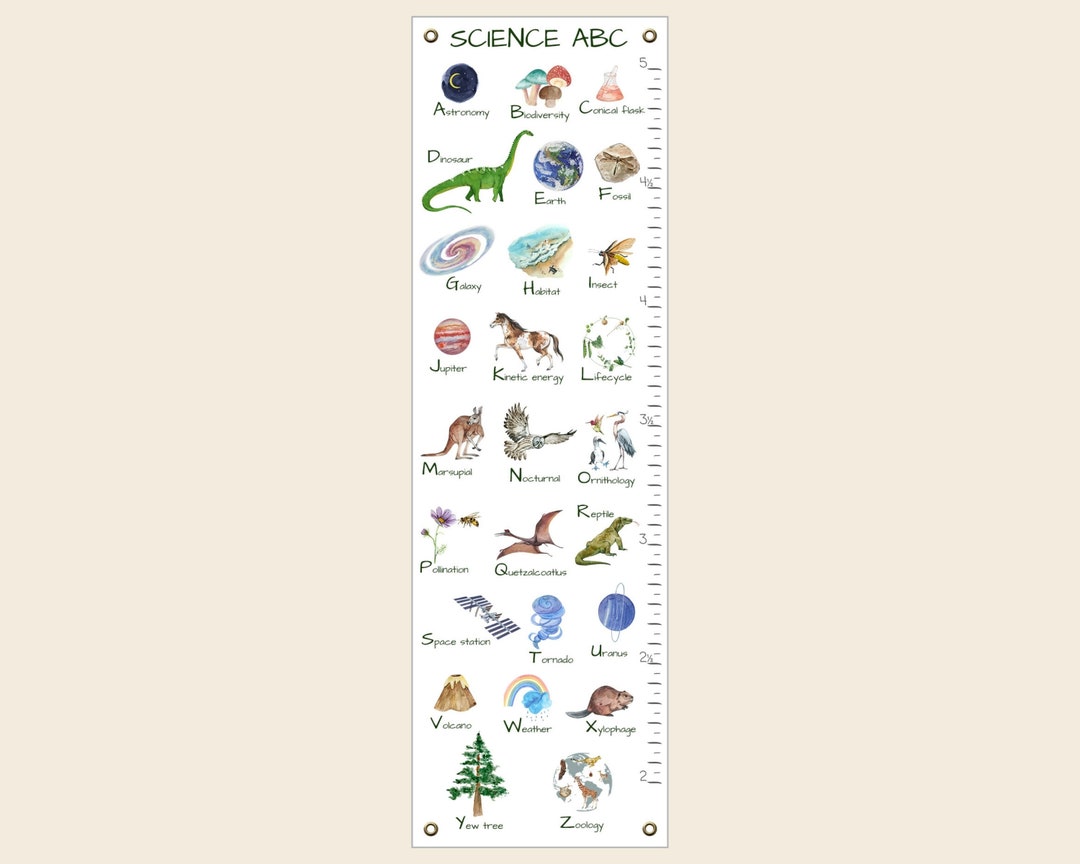 Science Alphabet Canvas Growth Chart With Brass Grommets for STEM ...