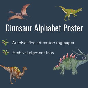 Dinosaur Alphabet Poster on Fine Art Paper for Dinosaur-themed Playroom ...