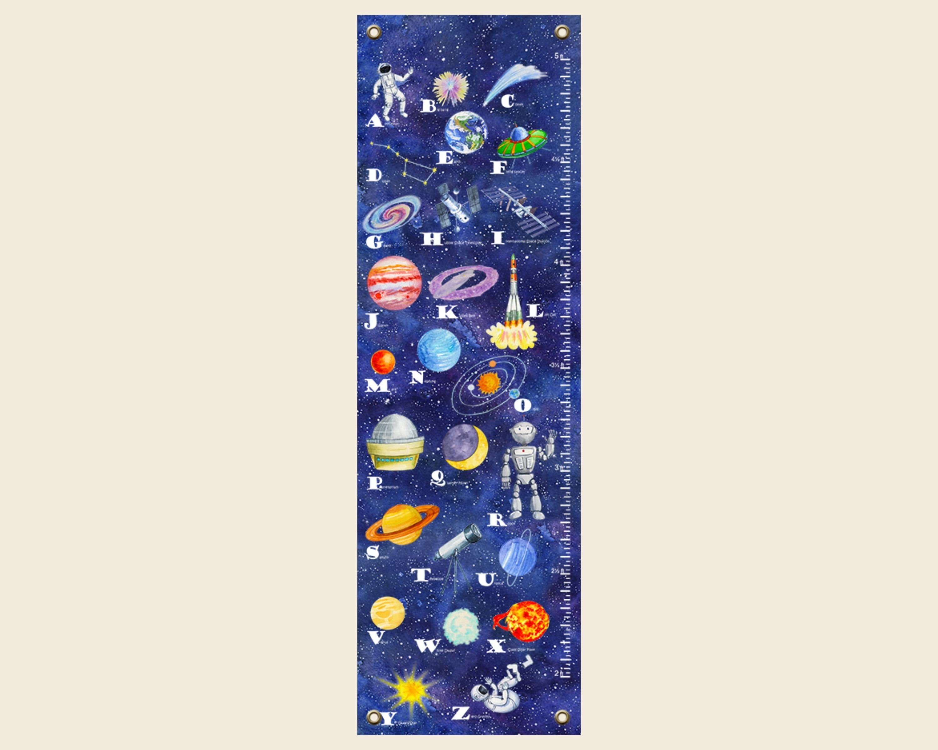 Space Alphabet Growth Chart for Space-themed Nursery, Childs Room, or ...