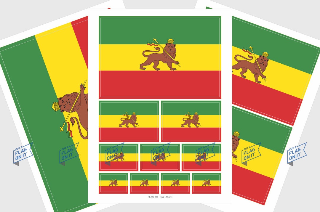 Rastafarian Flag Sticker, Weatherproof Vinyl Proud Rastafari Flag ...