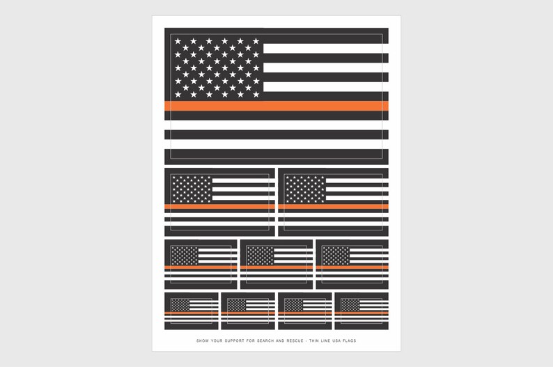 USA Thin Orange Line Flag Stickers - Etsy