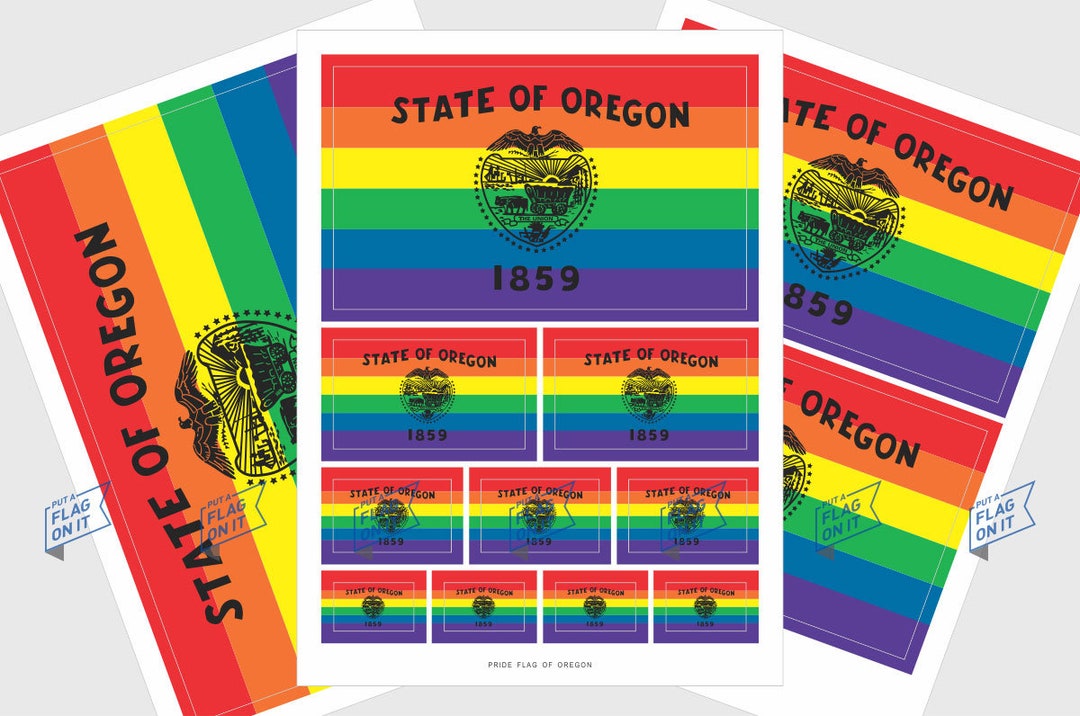 Oregon LGBTQ Pride Flag Sticker, Weatherproof Vinyl Flag Stickers - Etsy