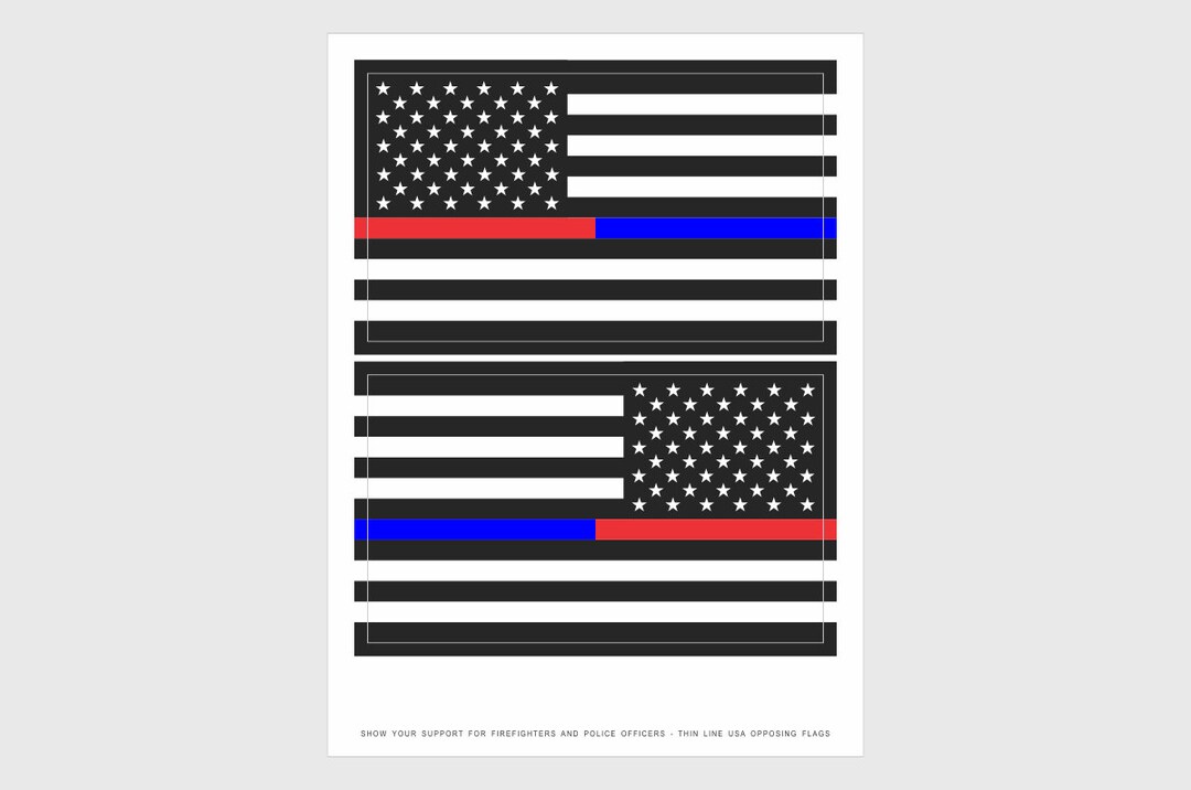 USA Thin Red & Blue Line Opposing and Reverse Flag Stickers - Etsy