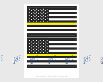 Thin Blue Yellow Line Police Dispatcher Distressed US Flag Police ...
