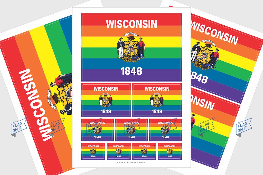 Wisconsin LGBT Pride Flag Sticker Weatherproof Vinyl American - Etsy