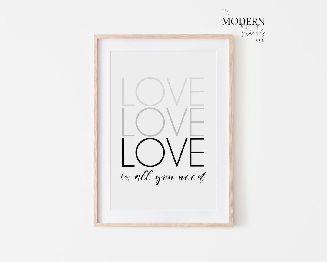 Love is All You Need - Printable Poster, Minimalist Art, Inspirational ...