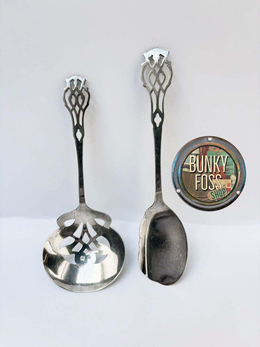 Antique RLB Sterling Silver Chippendale Flat & Slotted Spoon Set,rogers ...
