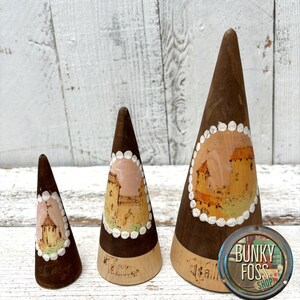 Vintage Pyography Wooden Nesting Cones, Hand Painted Souvenirs - Etsy