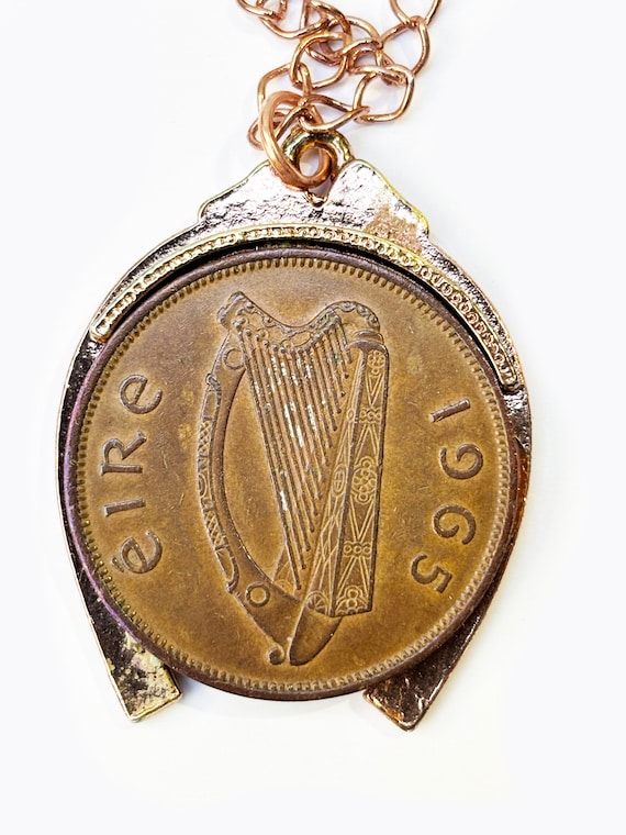 Vintage Irish 1965 Eire Harp Coin Copper Lucky Horses… - Gem