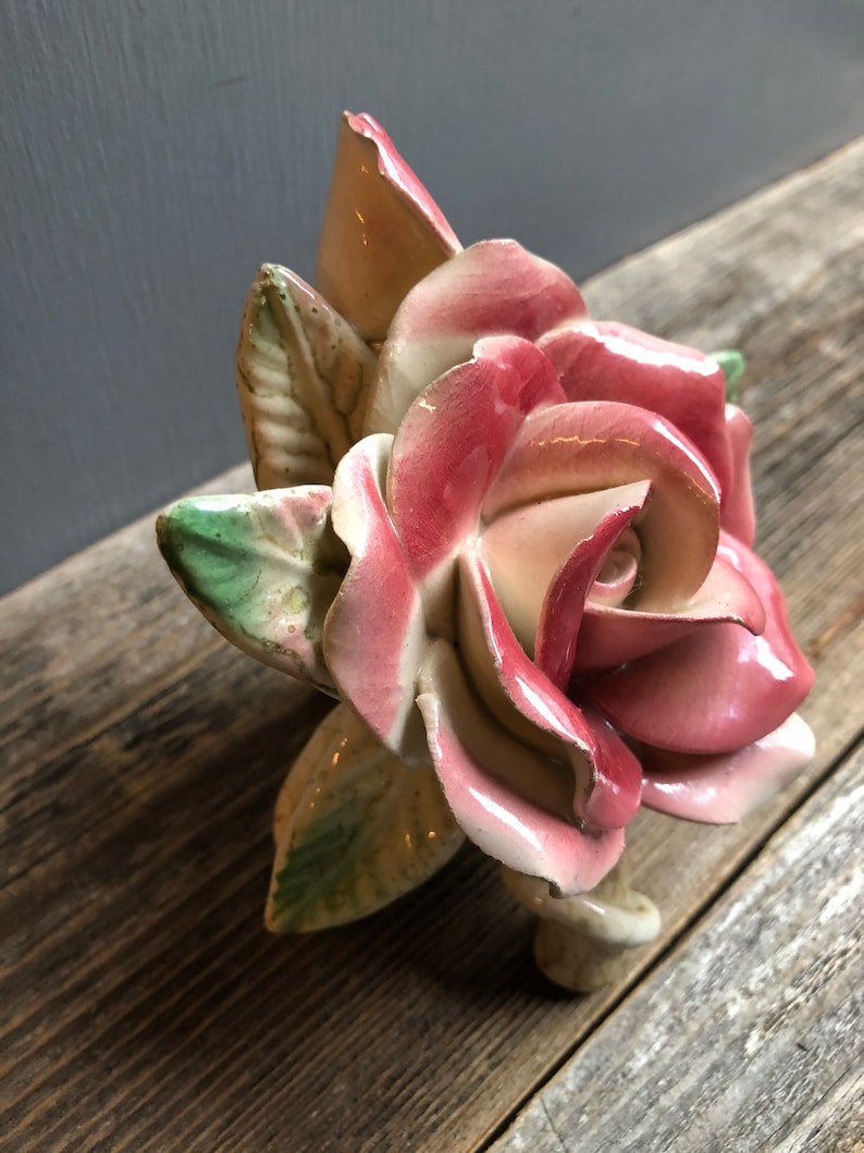 Vintage Porcelain Pink Rose Flower Porcelain Rose Vintage - Etsy