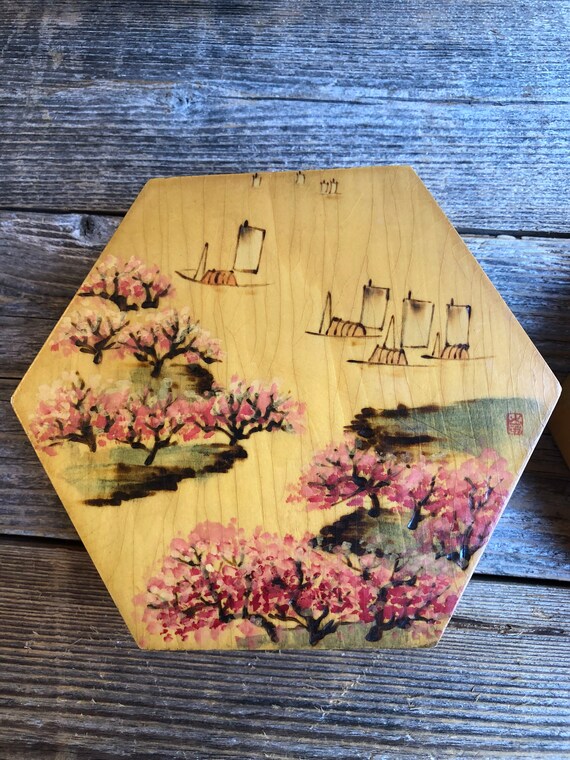 Antique Chinese Pyrography Bamboo Nesting Boxes, Vint… - Gem