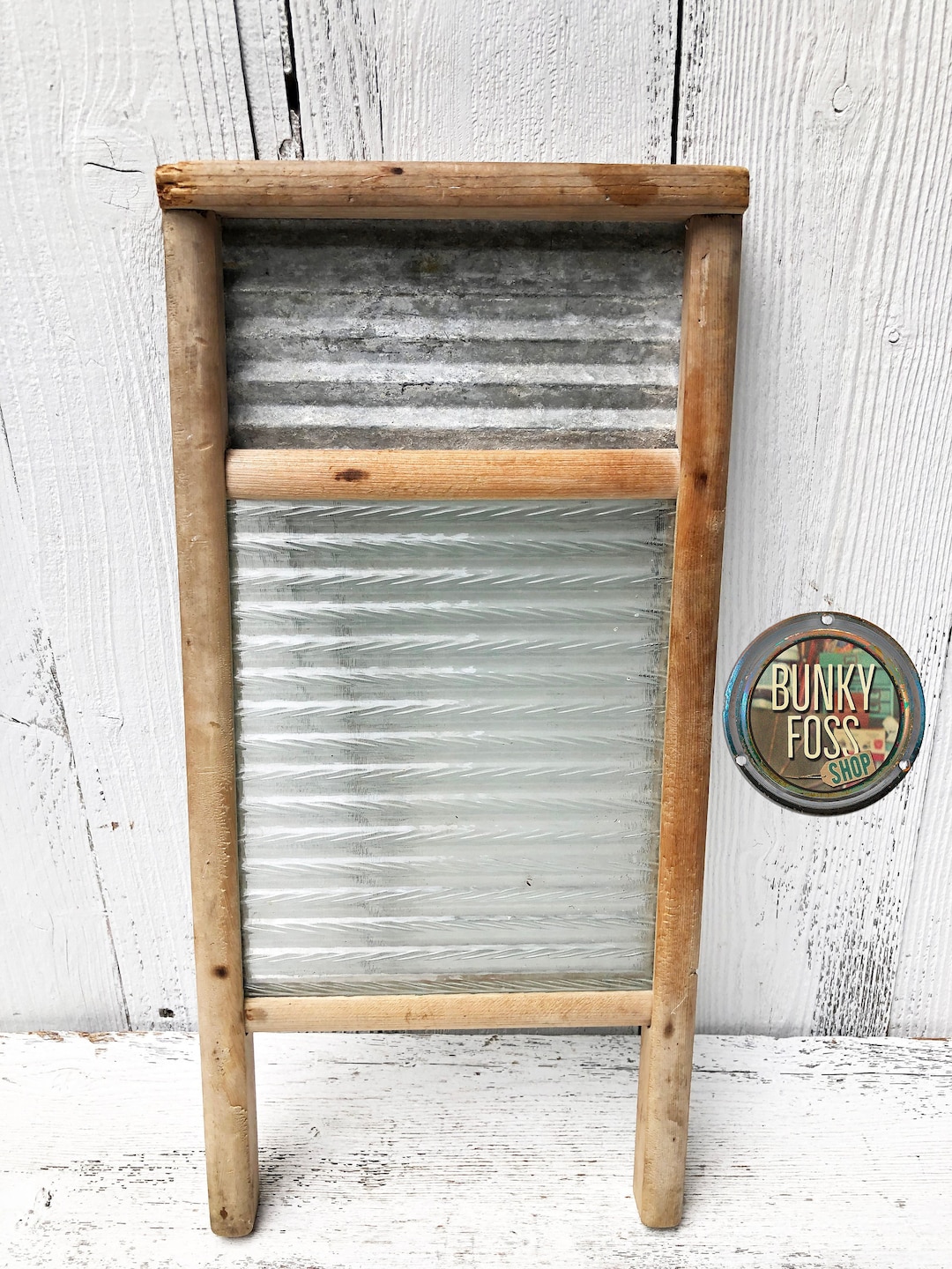 Antique Tin and Rippled Glass Washboard, Vintage Glass Washabord ...