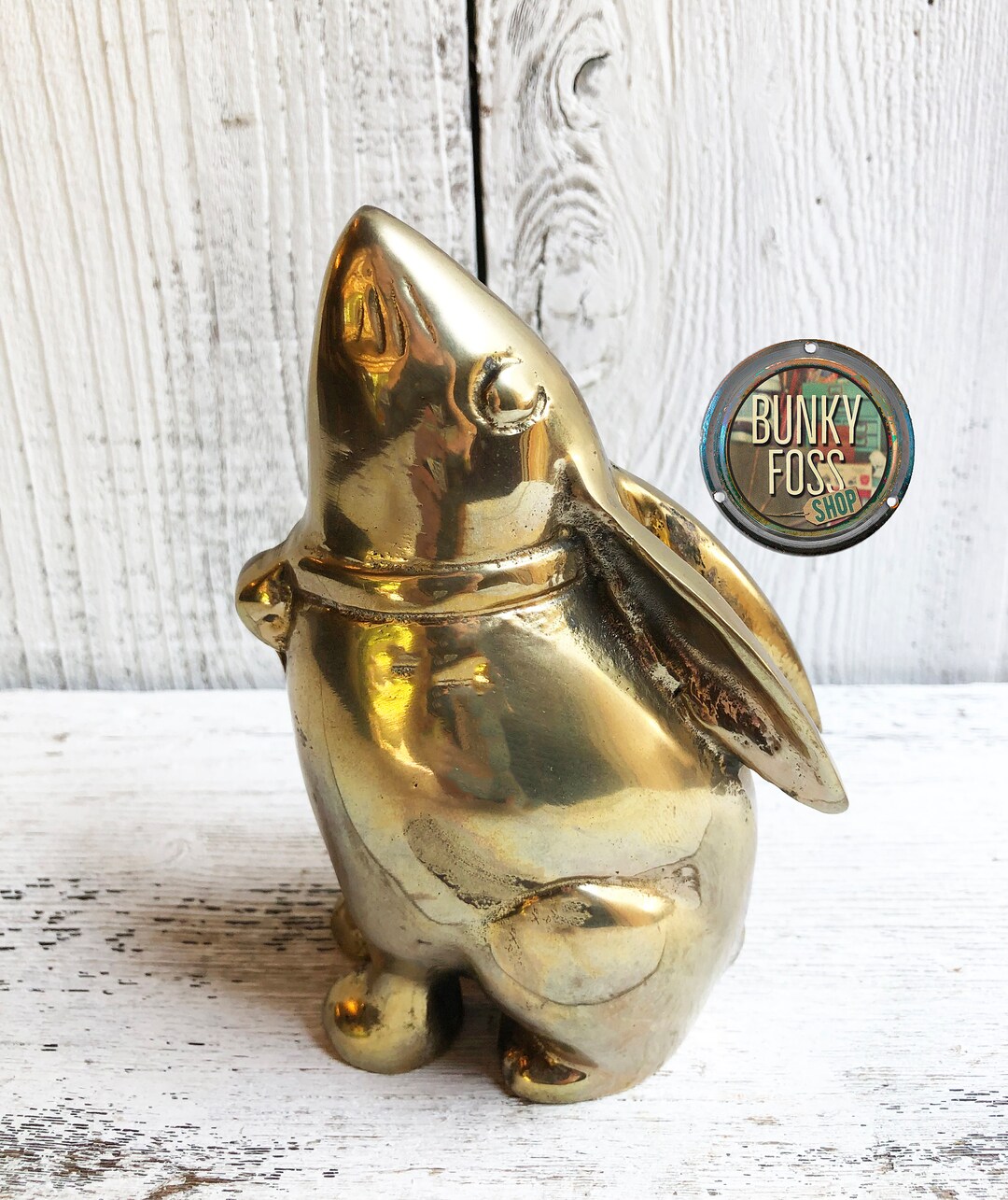 Vintage Solid Brass Gilt Garden Moon Gazing Rabbit Sculpture, Brass ...
