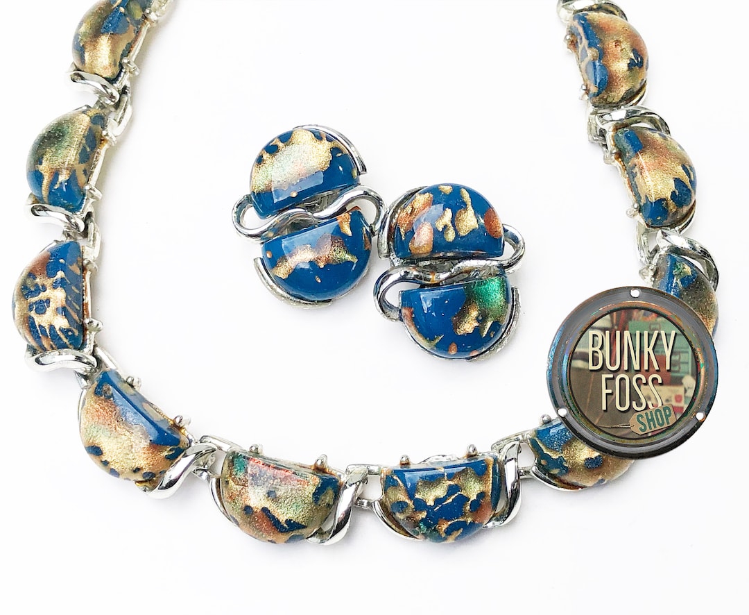 Vintage Coro Confetti Lucite and Silver Toned Panel Collar Choker ...