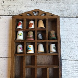 Vintage Thimbles & Wood Holder Set, Vintage Thimbles, Porcelain ...