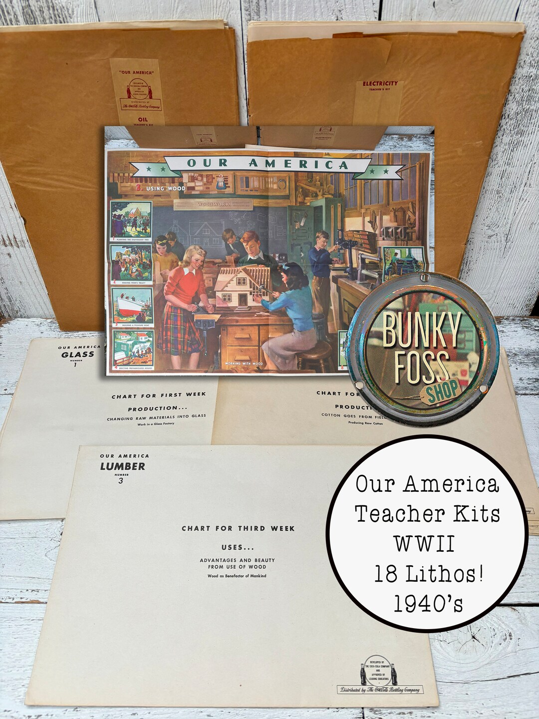 Vintage 1940's Coca-cola "our America Teacher Kits" Lithographs,coca ...