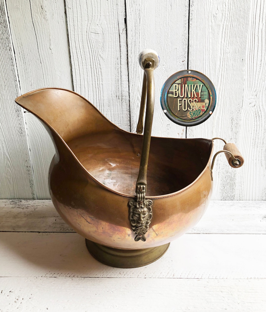 Vintage Irish Copper & Brass Coal Scuttle, Dutch Copperware Scuttle ...