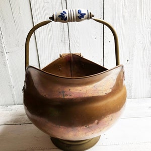 Vintage Irish Copper & Brass Coal Scuttle, Dutch Copperware Scuttle ...