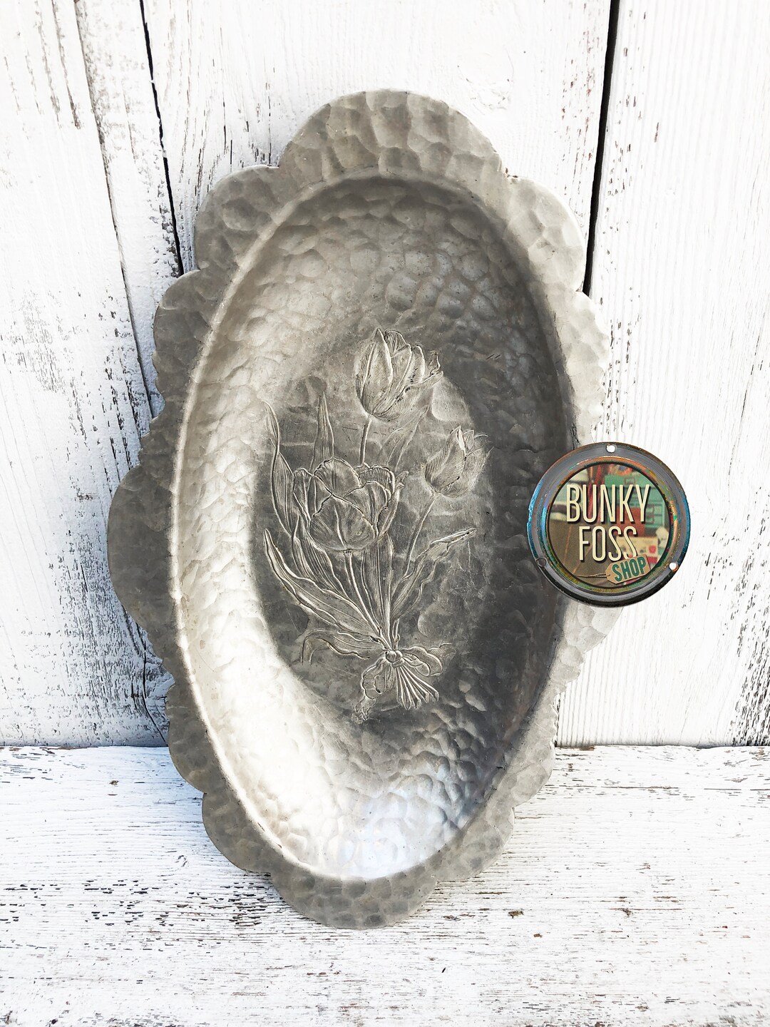 Vintage Hand Wrought Hammered Aluminum Dish, Hand Wrought Creations by ...