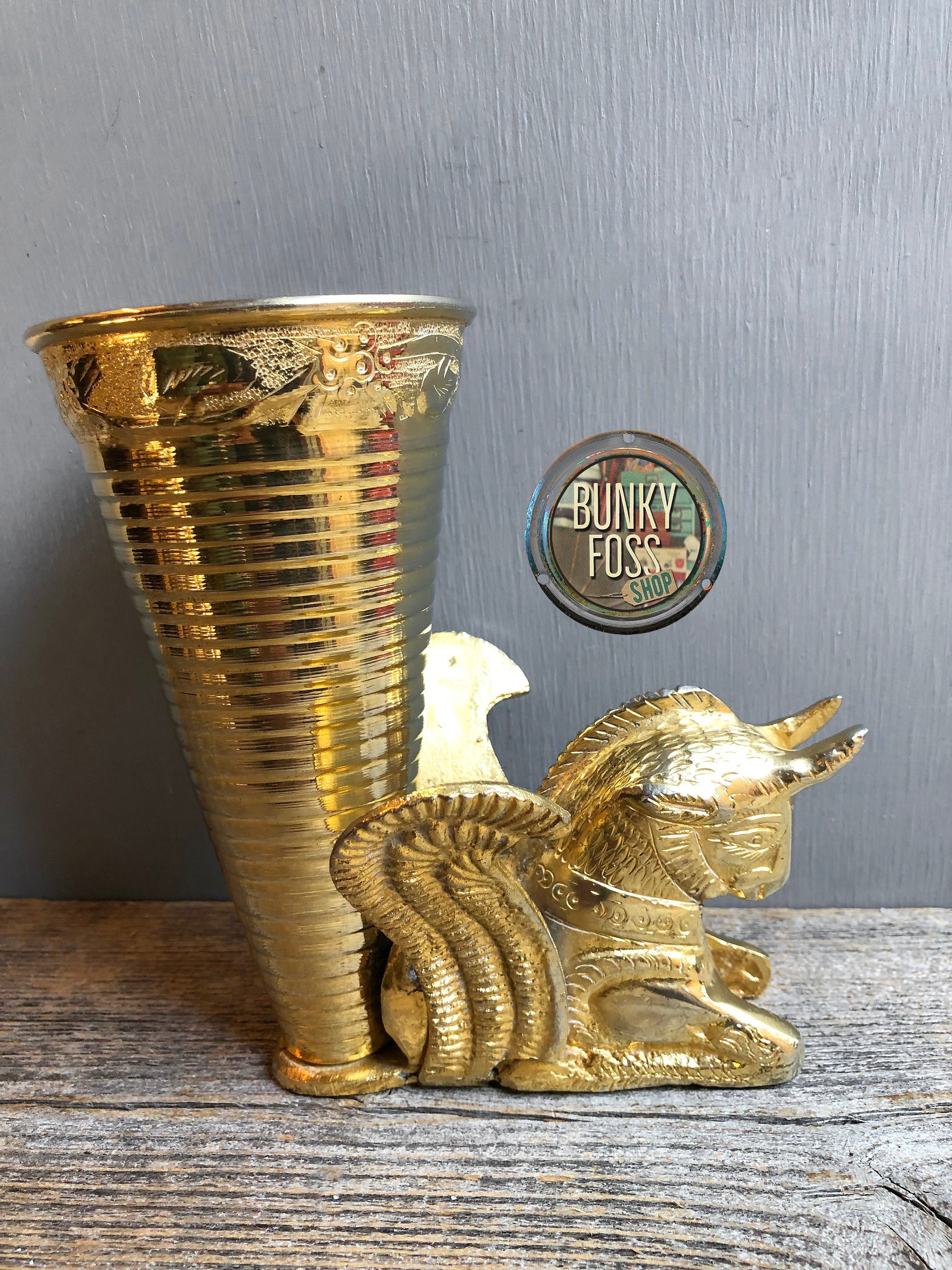 RARE Vintage Middle Eastern Gold Gilt Rhyton Vase Brass - Etsy