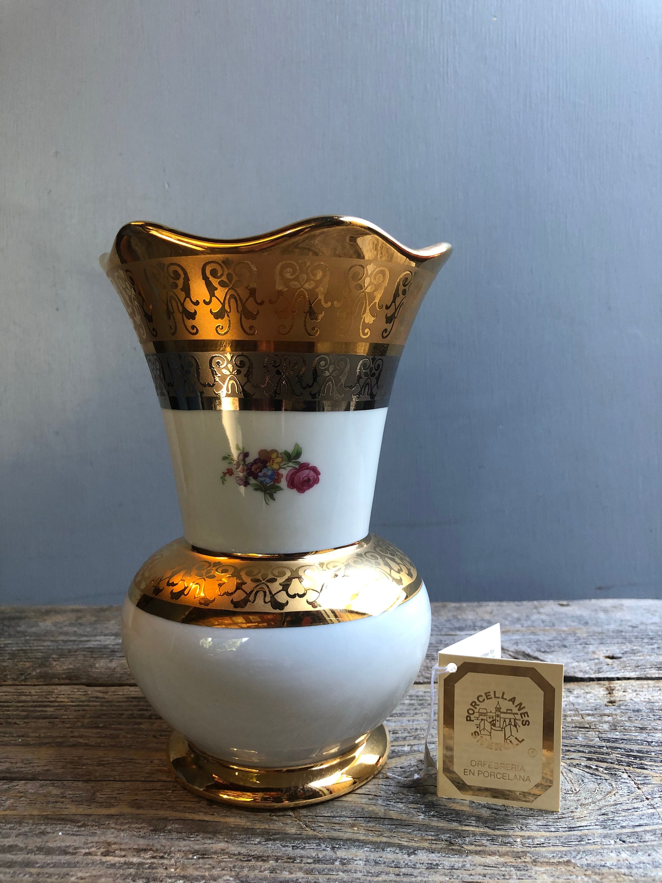 RARE Vintage Casa Bohemia SA Sneroll Porcelain Vase Sneroll - Etsy