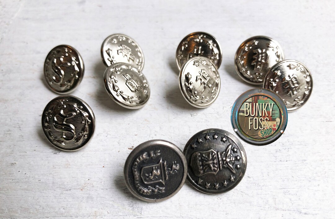 Vintage Waterbury Silver Metal Shank Buttons, Waterbury Button Co ...