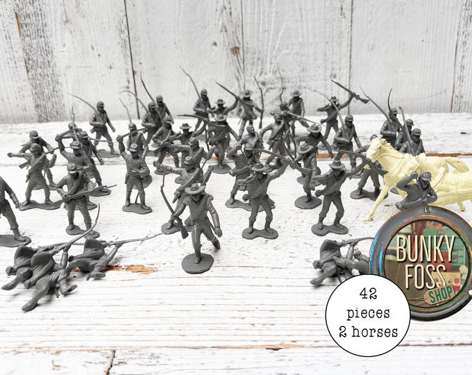 Vintage Louis Marx Civil War Military Soldier Toys Set,gray, Vintage ...