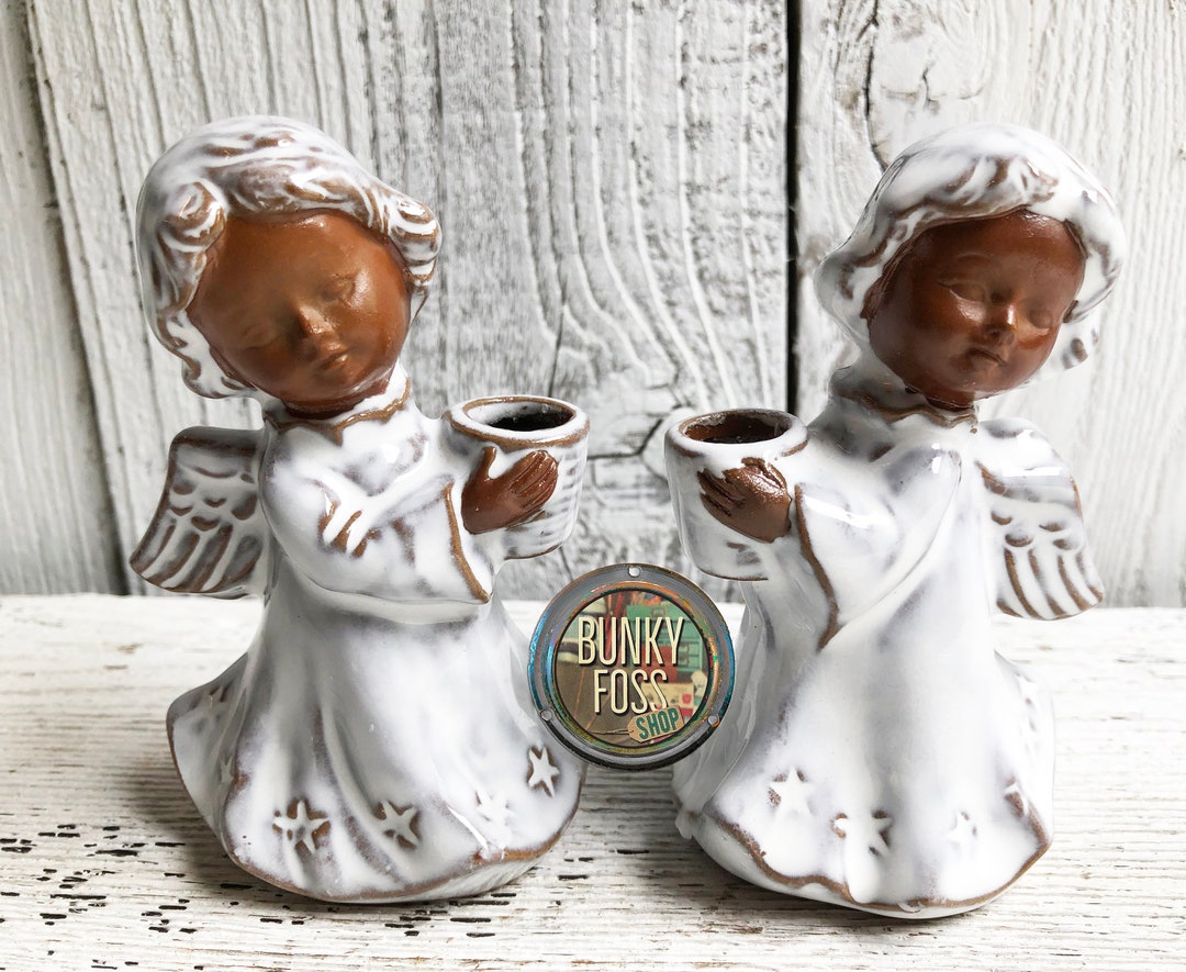 Vintage Angel Candle Holders, Angel Candlestick Holders, Cute Angel ...