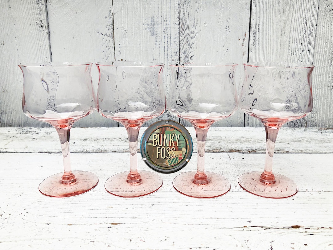 Antique Heisey Gayoso Flamingo Pink Wine Glasses, Heisey Gayoso, Heisey Flamingo Pink Stemware ...