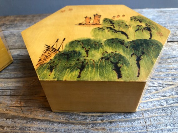 Antique Chinese Pyrography Bamboo Nesting Boxes, Vint… - Gem