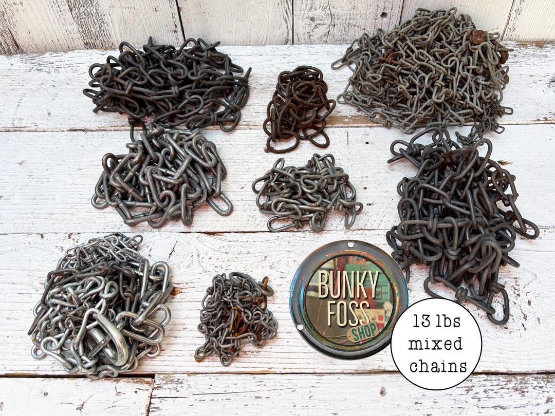Vintage Rustic Farmhouse Chains Set, Old Chains, Rusty Chains, Steel ...