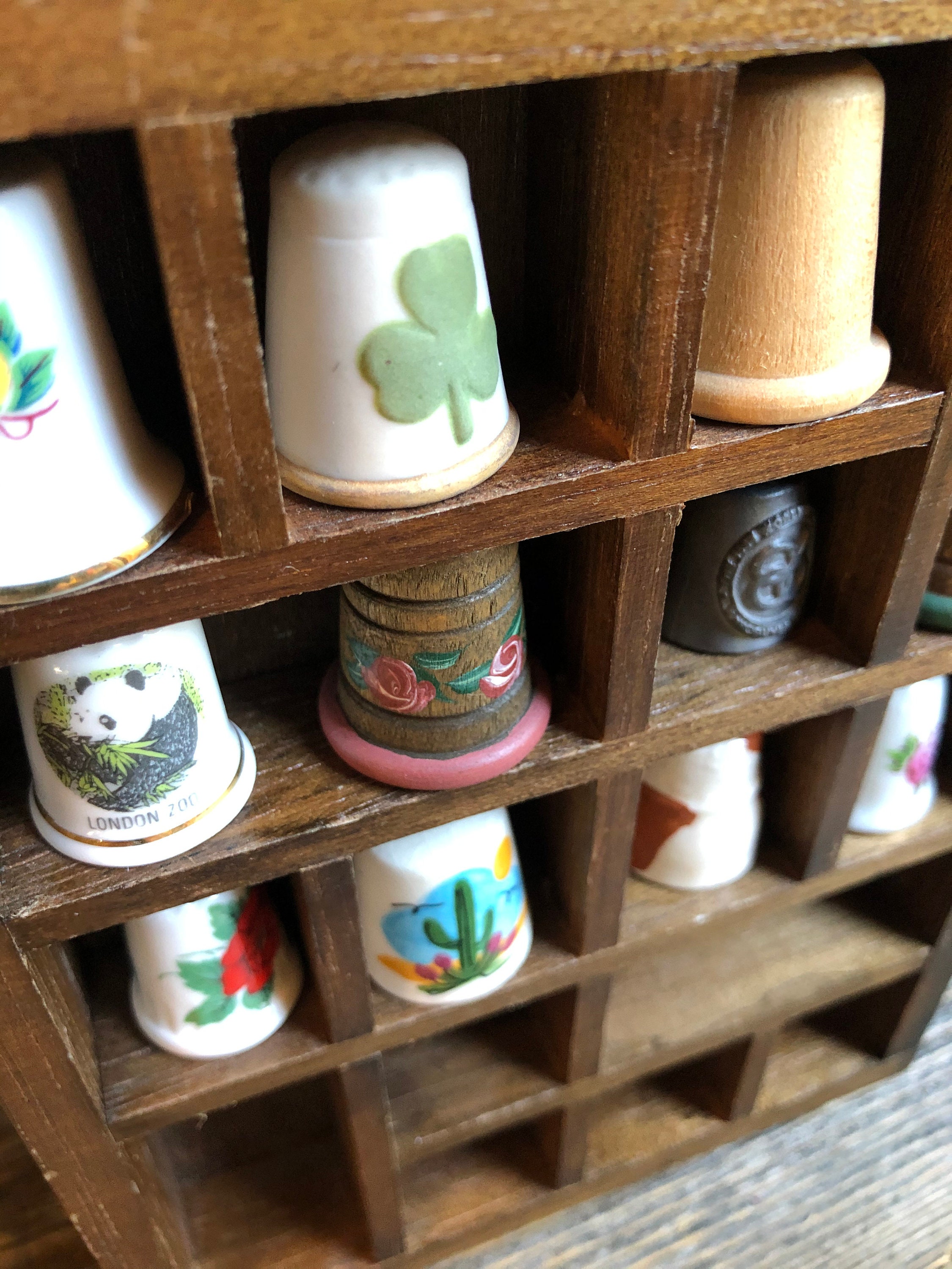 Vintage Thimbles & Wood Holder Set Vintage Thimbles - Etsy