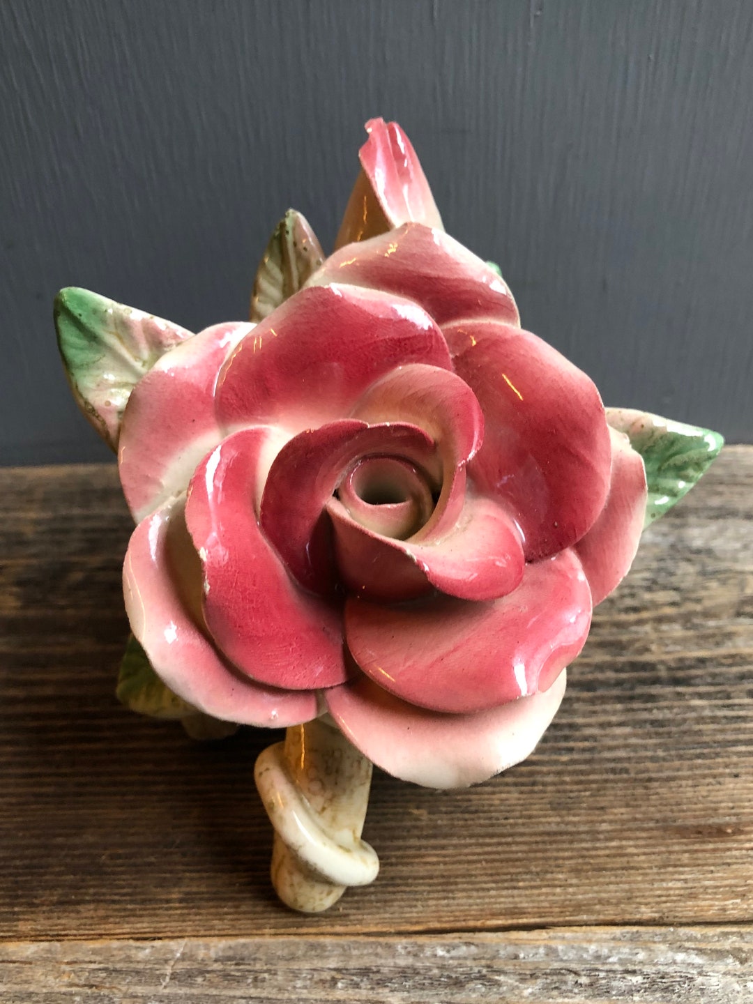 Vintage Porcelain Pink Rose Flower Porcelain Rose Vintage - Etsy