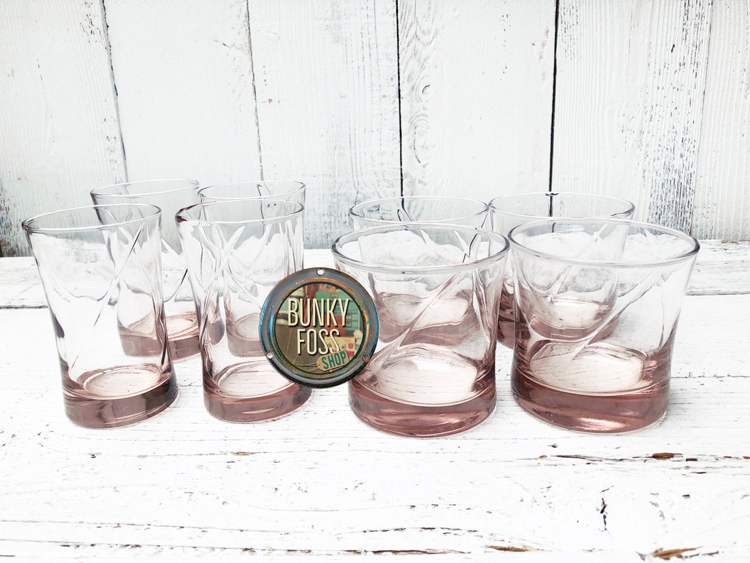 Vintage Blush Pink Whiskey & Cocktail Glass Set,cocktail Glasses,water ...
