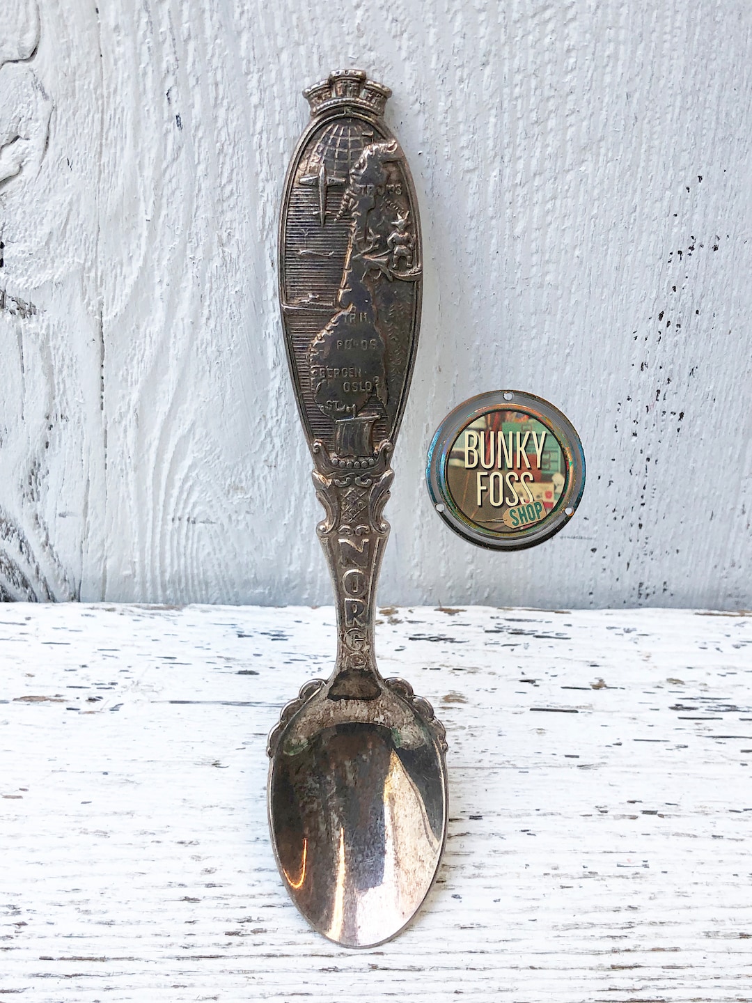 Vintage Norge Silverplate Souvenir Map Spoon, HS GR 60, Norway ...