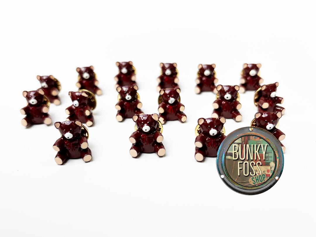 Vintage Enamel Brown Teddy Bear Tack Pin Set, Teddy Bear Pins, Teddy ...