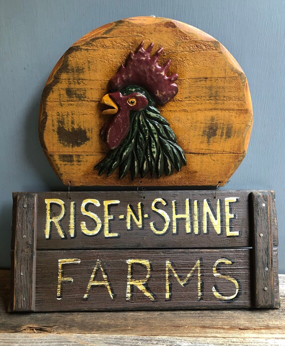 Vintage Wooden Rooster Farm Sign Farm Sign Rooster Sign | Etsy