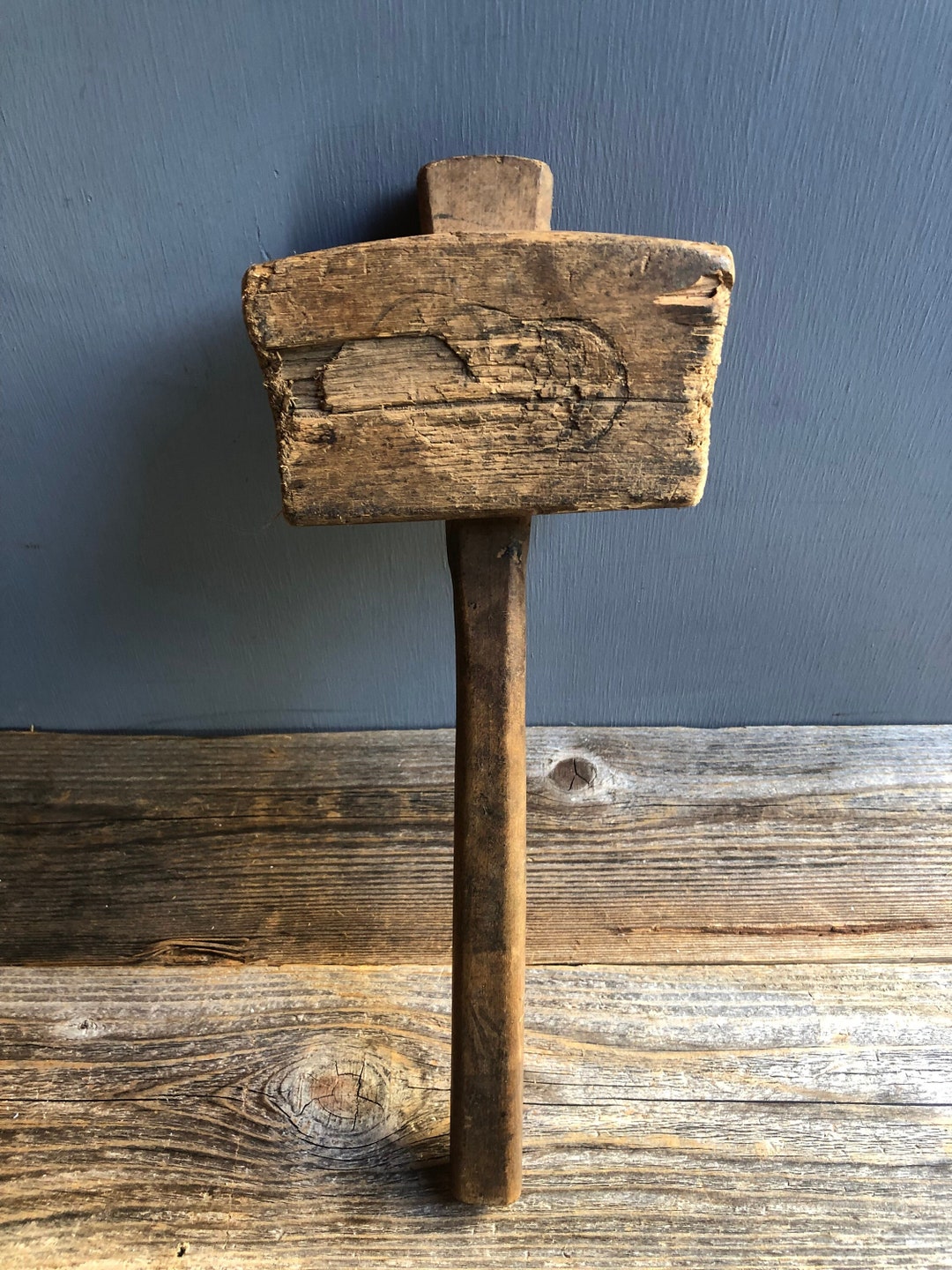 Antique Handmade Wood Mallet Antique Tools Primitive Wood - Etsy
