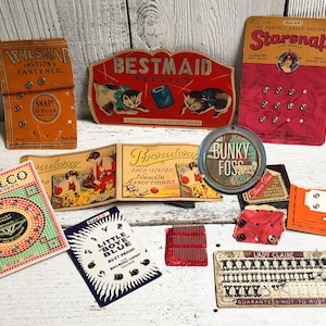 Antique Sewing Needles, Fasteners & Snaps Lot, Antique Sewing Needles ...