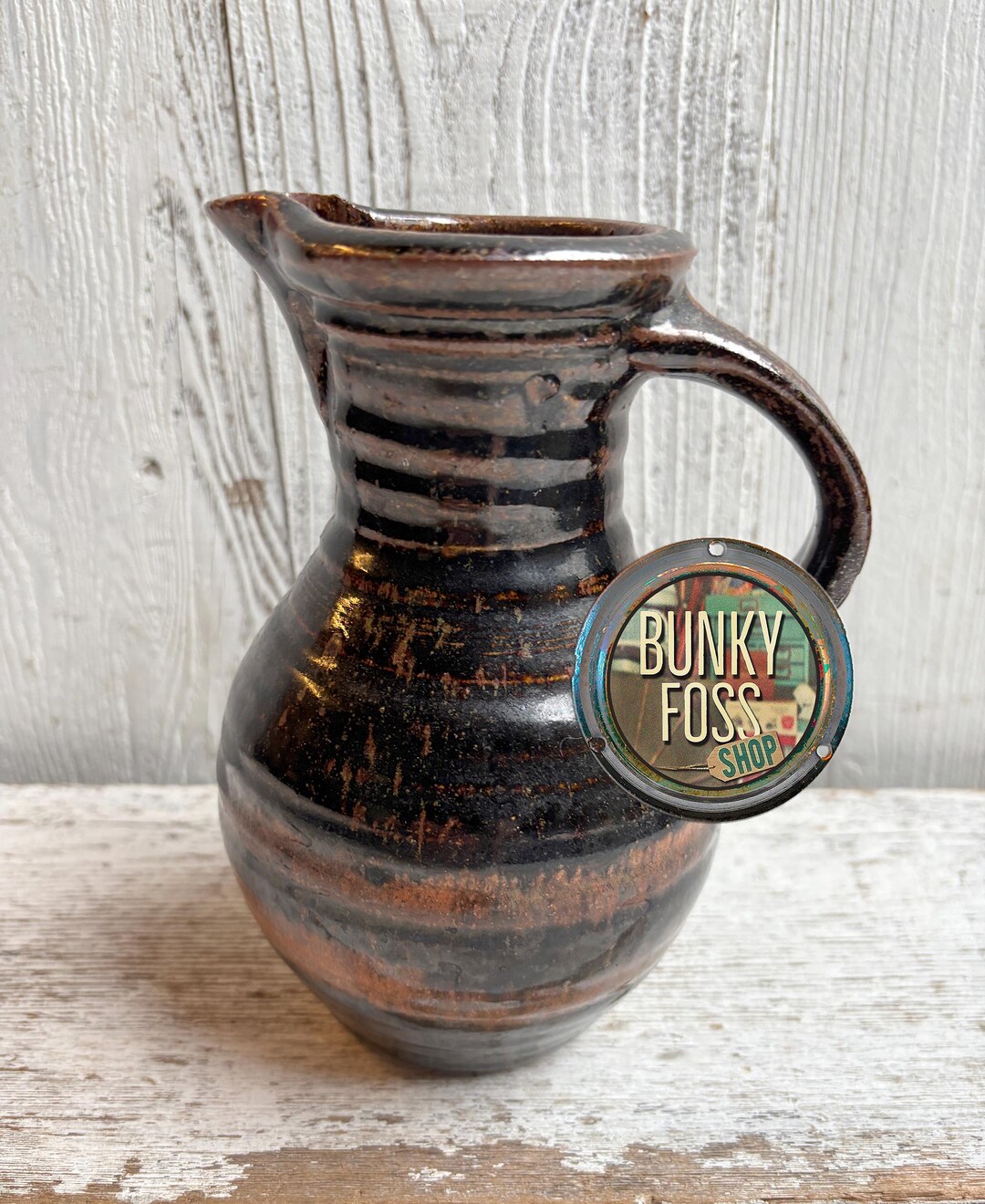 Vintage Orcas Island Signed Ribbed Textured Pottery Pitcher, Orcas ...
